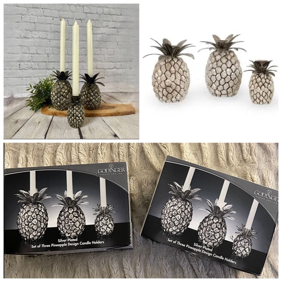 Godinger | Accents | Godinger Silver Plated Pineapple Candle Holders | Poshmark